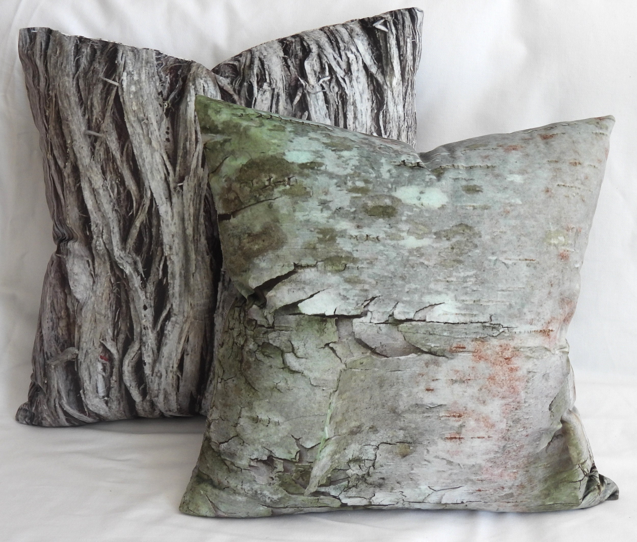 Tree Pillow Covers for Your Log Cabin Decor, Nature Pillows, Gray Throw ...