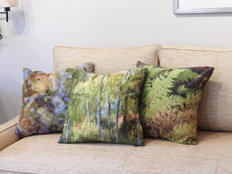 Chartreuse and Green Fern Pillow Covers, Nature Pillows, Woodsy Pillows ...