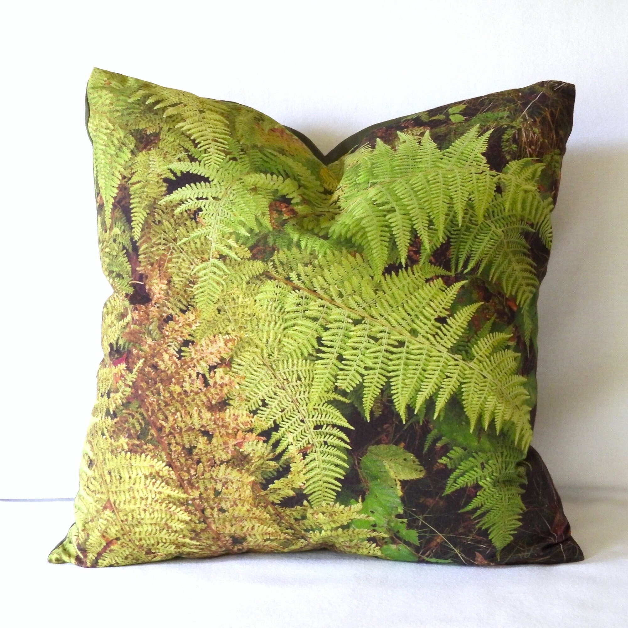 Chartreuse and Green Fern Pillow Covers, Nature Pillows, Woodsy Pillows ...