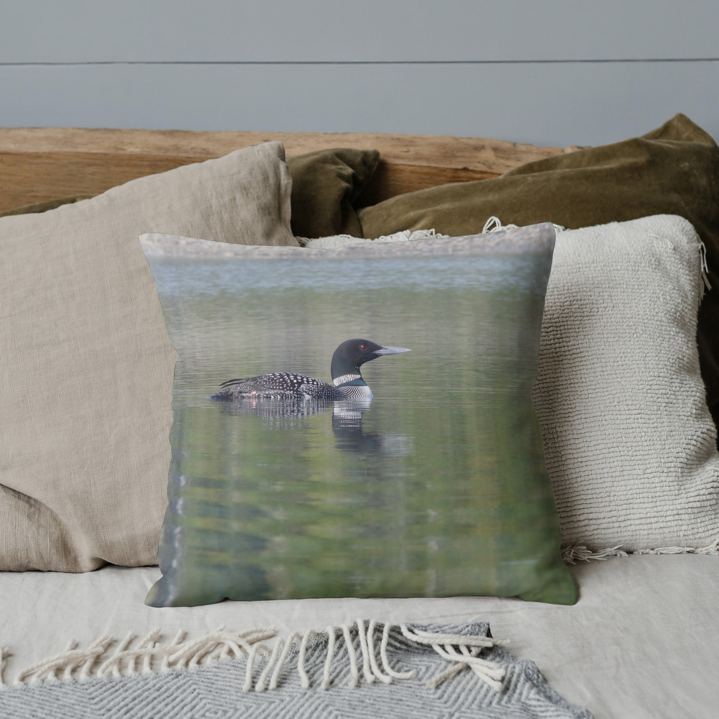 Sage Green Pillow Covers for Your Lake House Decor, Duck Pillows, Loon ...