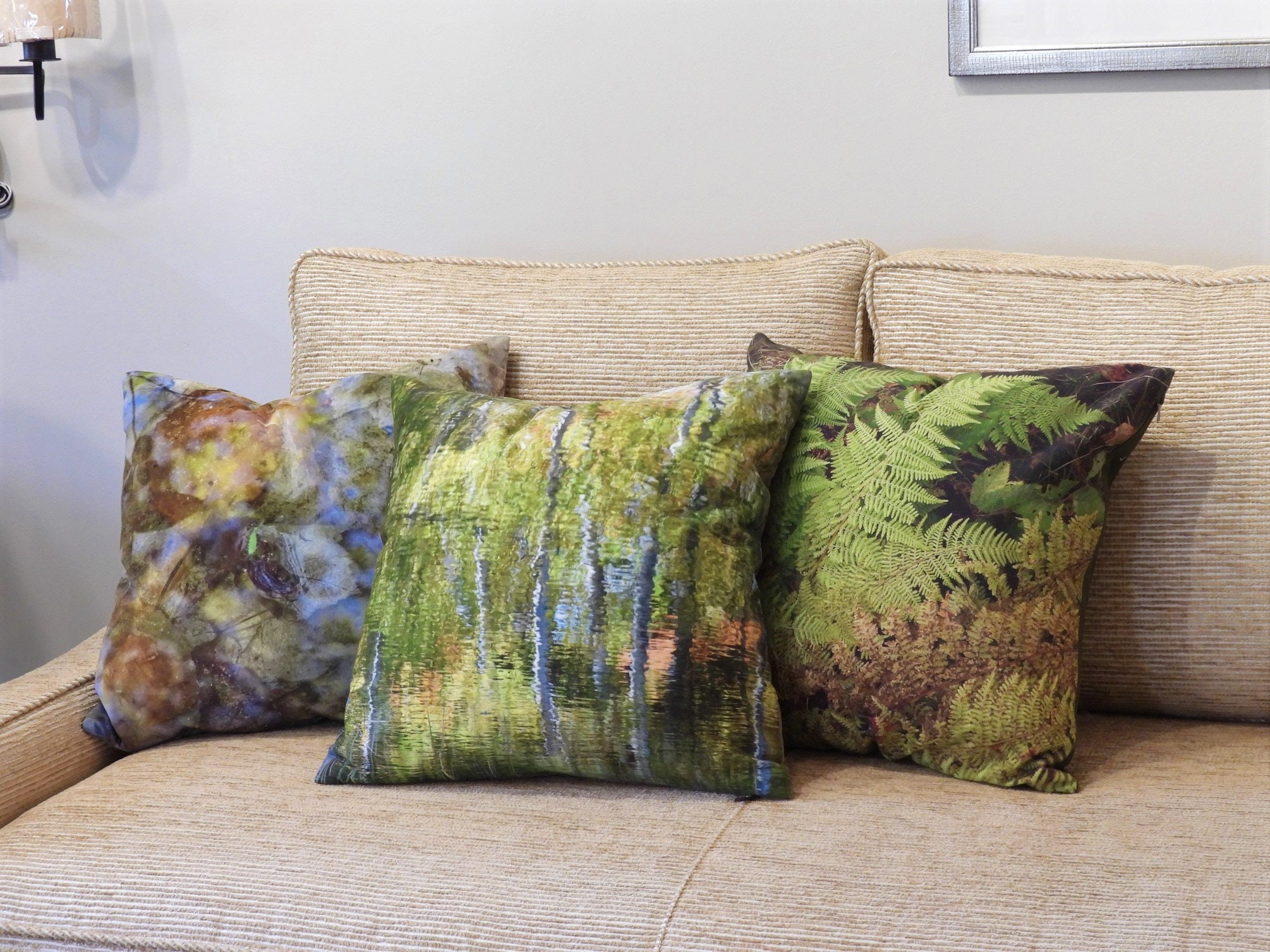 Unique Chartreuse Pillow Covers, Woodland Nature Pillows, Double Sided ...