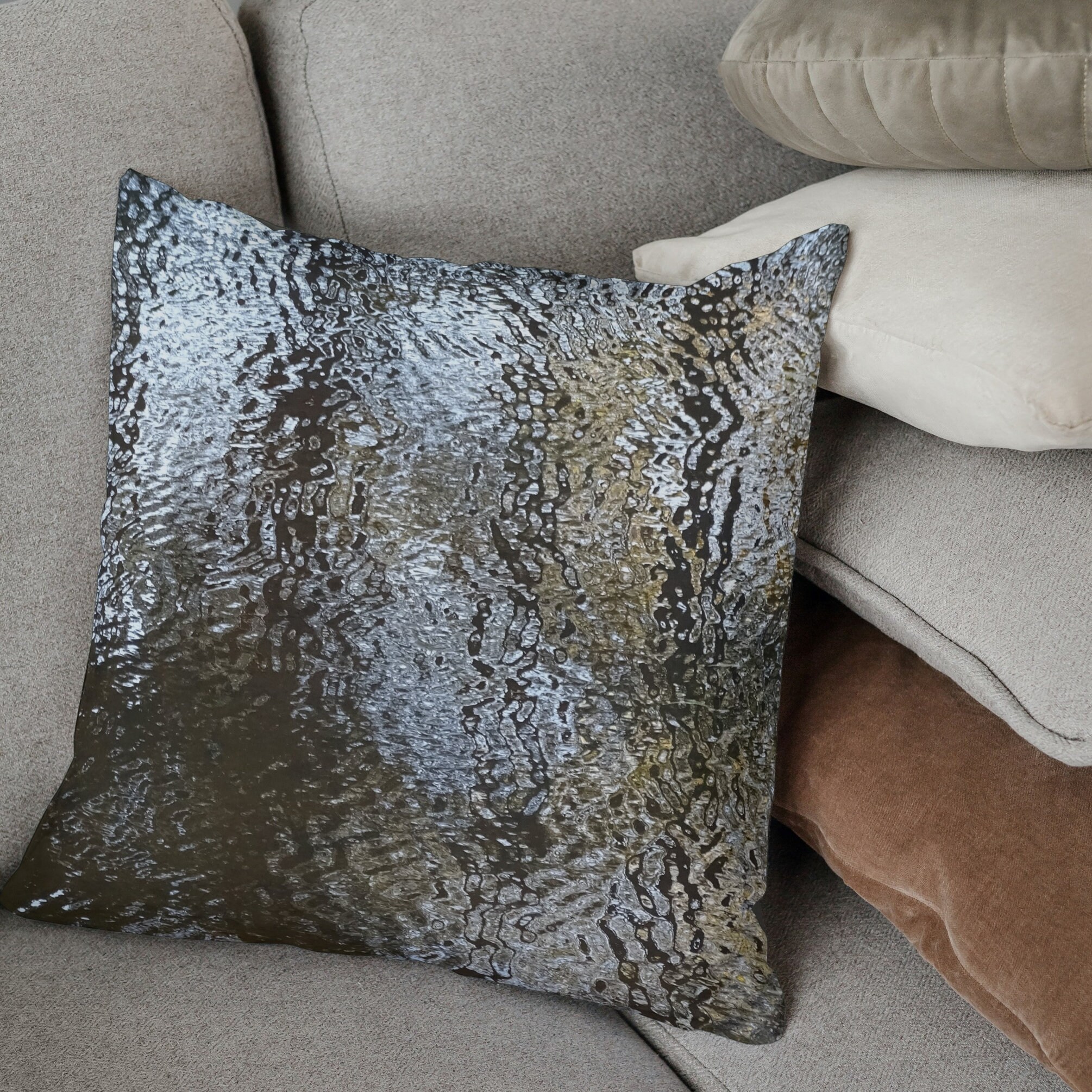 Ultra Modern Abstract Pillow Covers, Black Tan and Gray Throw Pillows ...