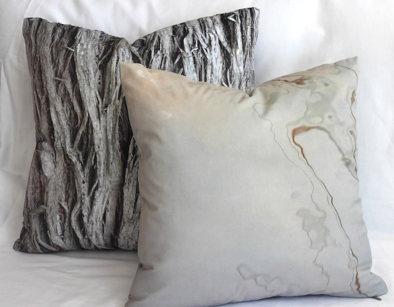 Tree Pillow Covers for Your Log Cabin Decor, Nature Pillows, Gray Throw ...