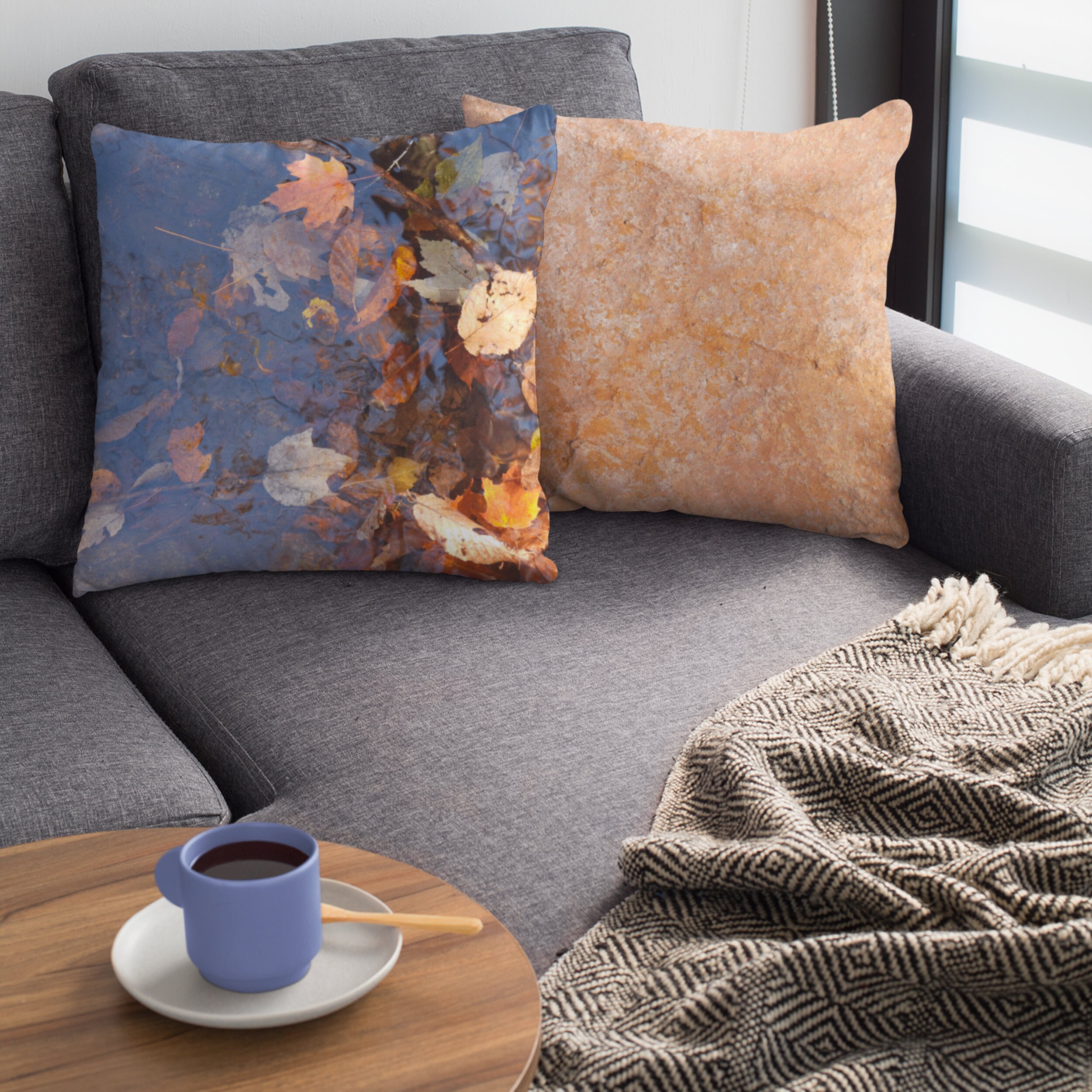 Blue Abstract Pillow Covers, Fall Throw Pillows, Lodge Pillows, Autumn ...