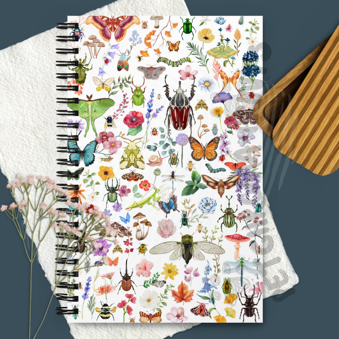 Cute as a Bug Spiral Notebook W/dotted Pages! Watercolor Insects ...