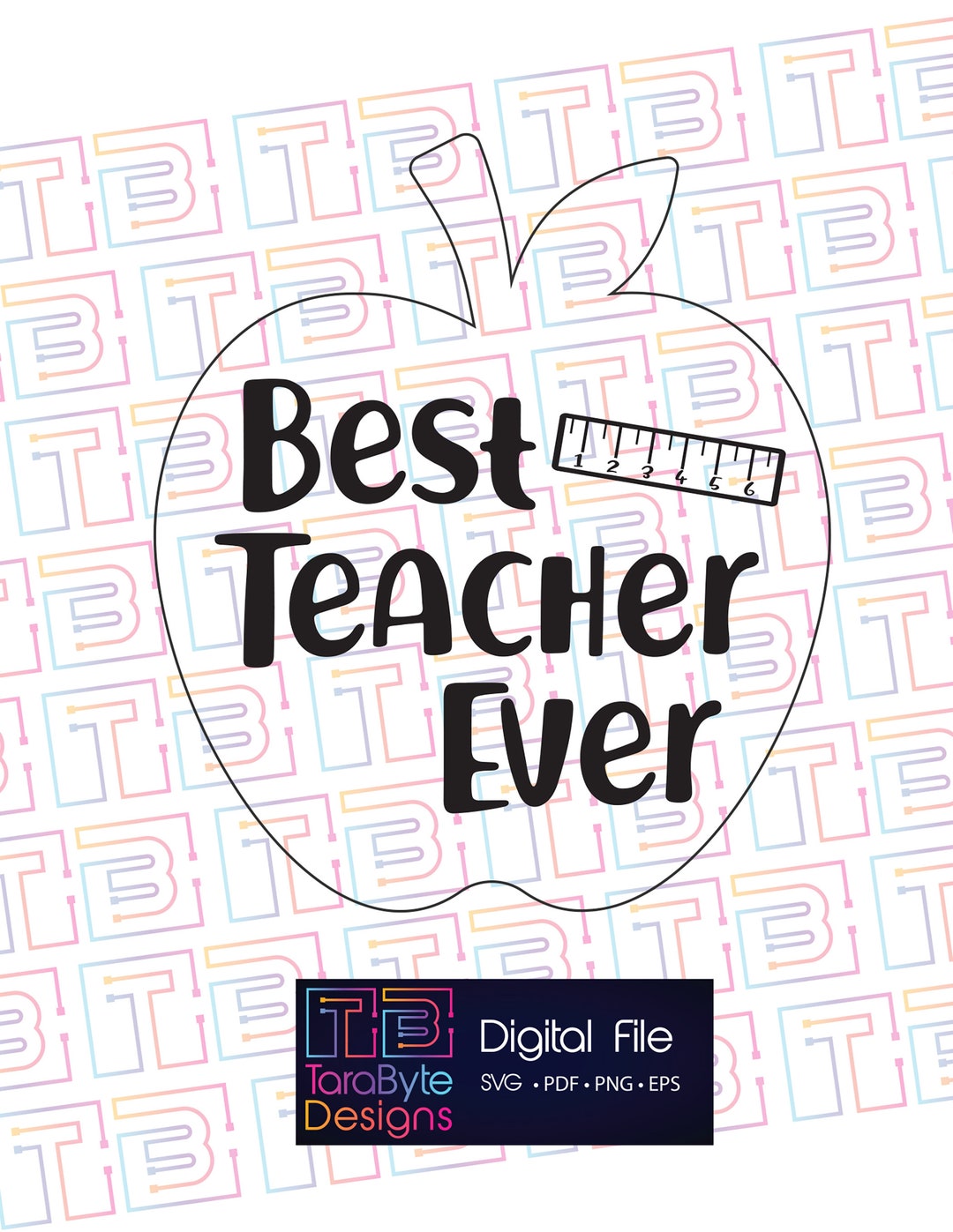 Best Teacher Ever Apple Sign - SVG - EPS - PDF - Pdf Digital File ...