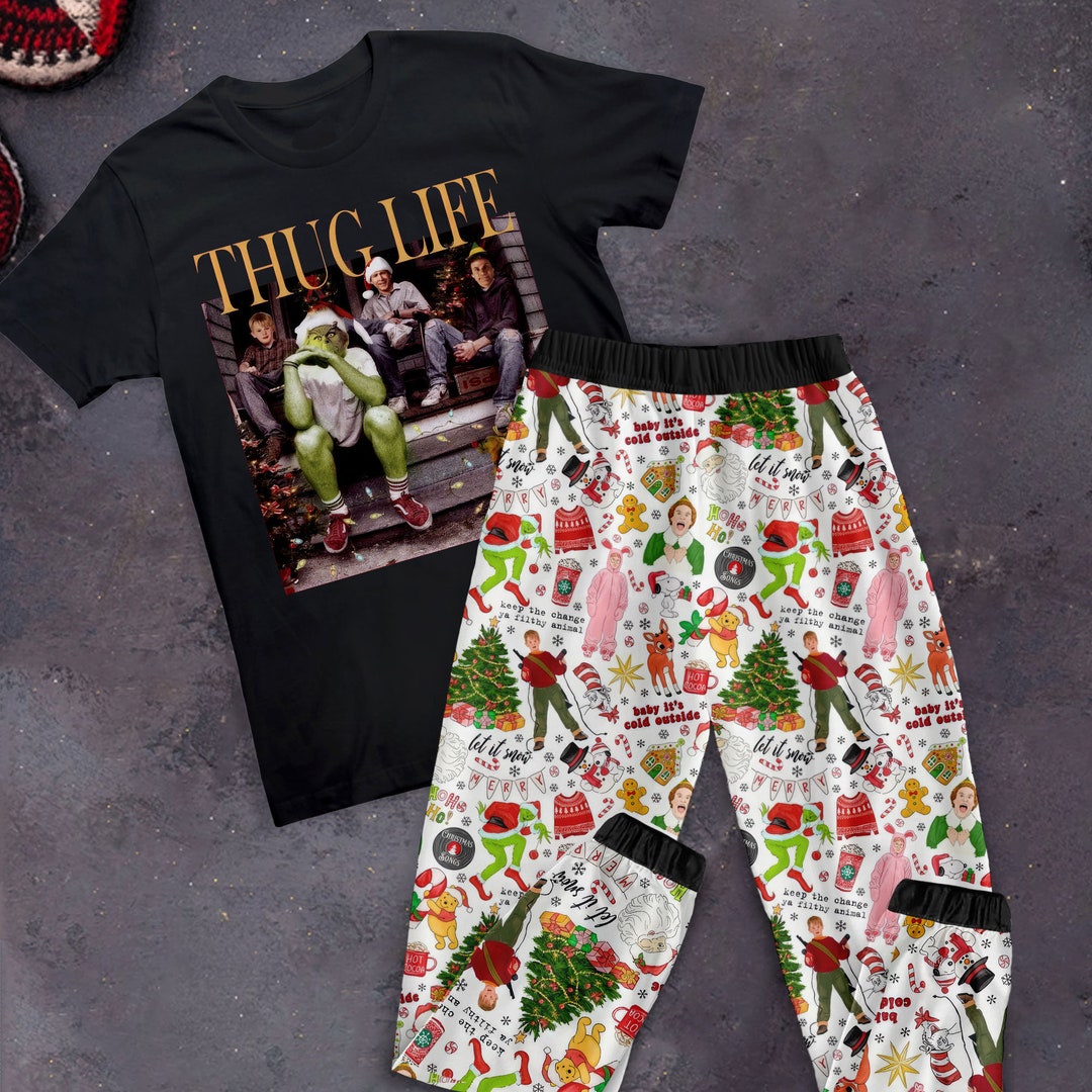 Thug Life Holiday Pajamas Set, Home Alone Personalized Family Pajamas ...