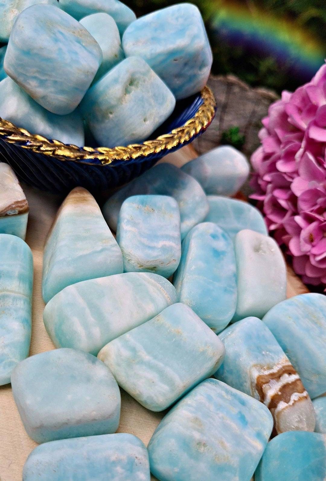 Tumbled Caribbean Calcite - Caribbean Blue Calcite - Crystals and ...