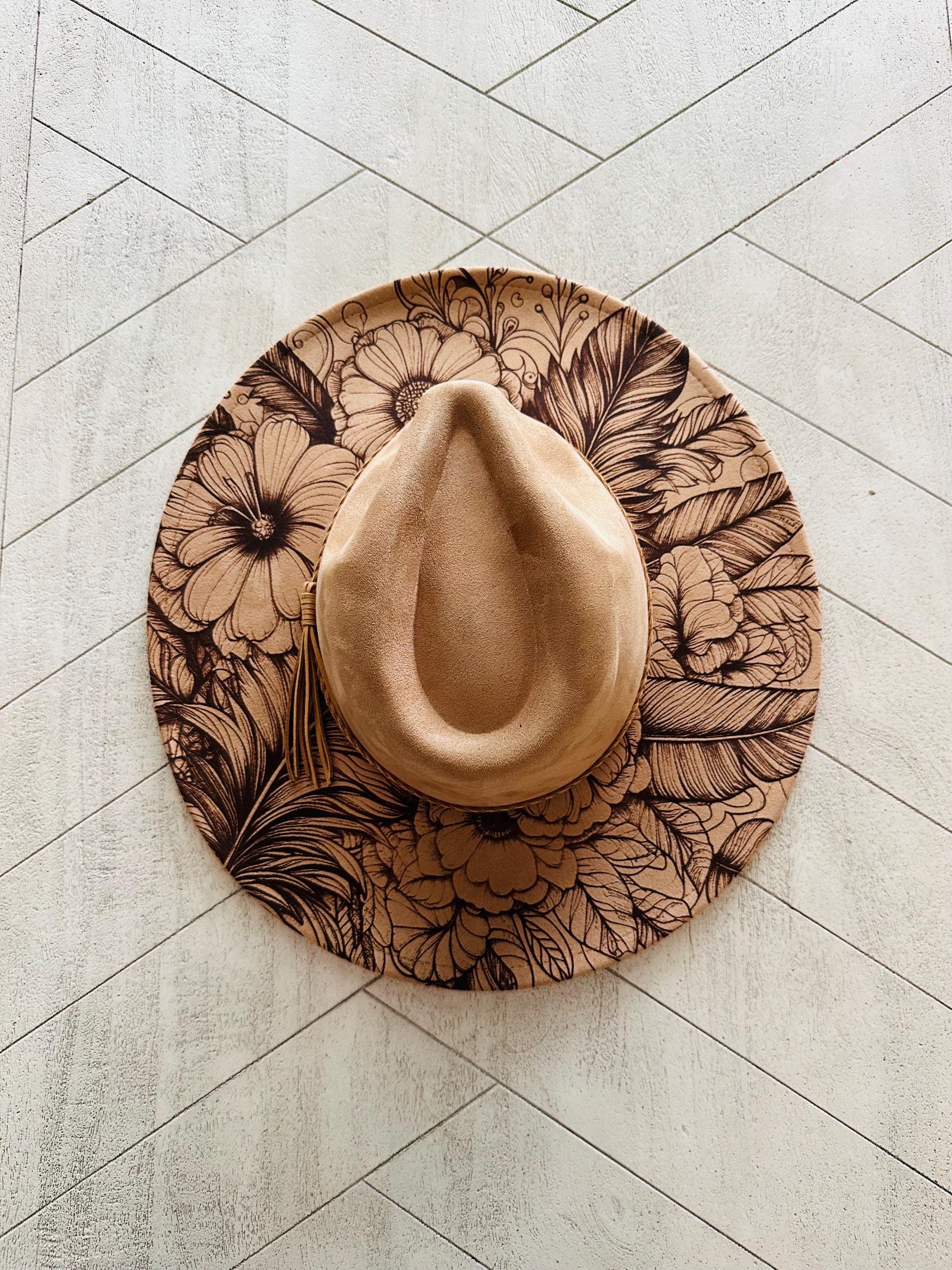 Laser Engraved Wide Brim Hat – Western Boho Style | Custom Hat With ...