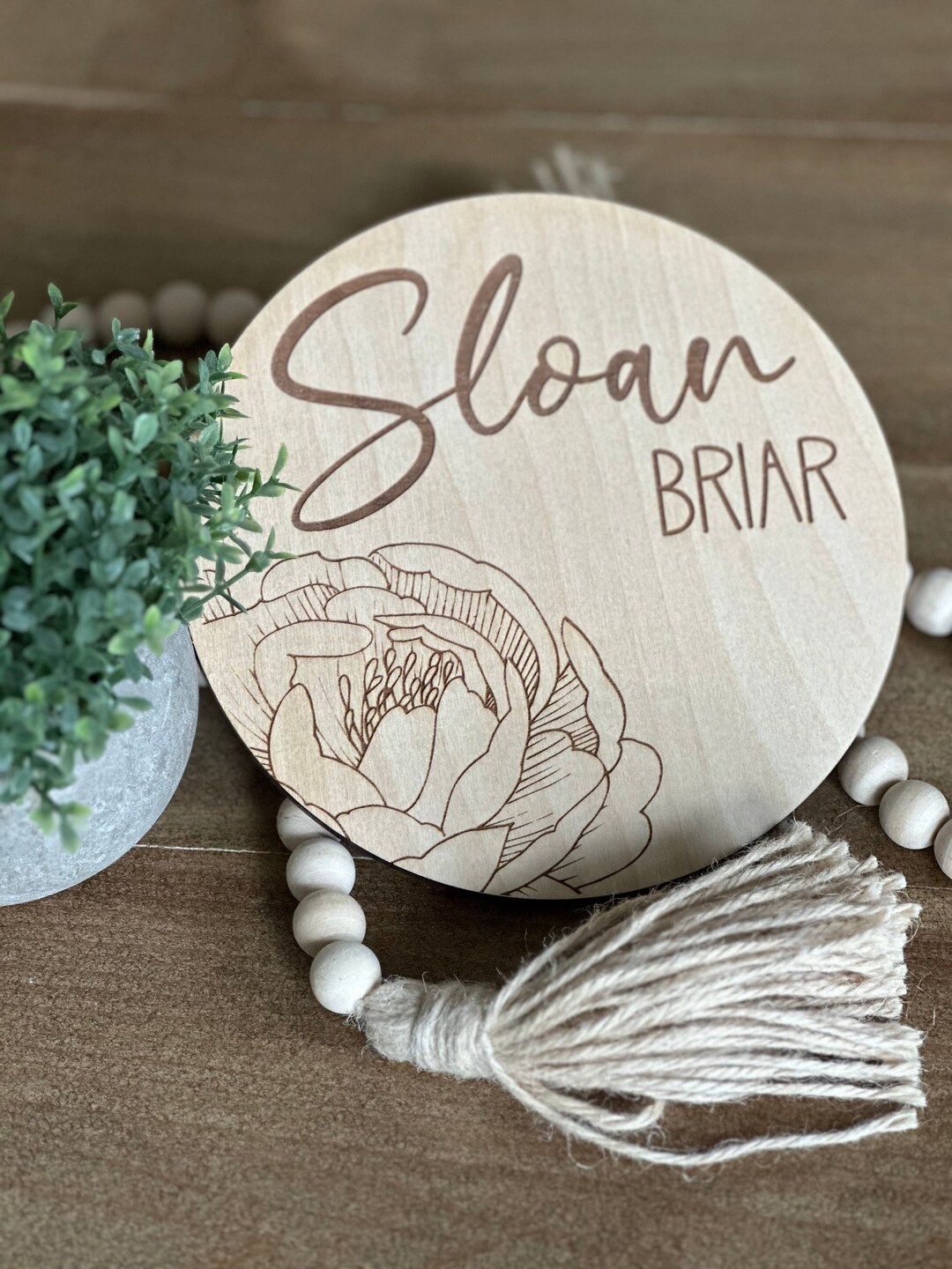 Flower Name Round | Baby Name Sign for Hospital | Mini Baby Sign ...