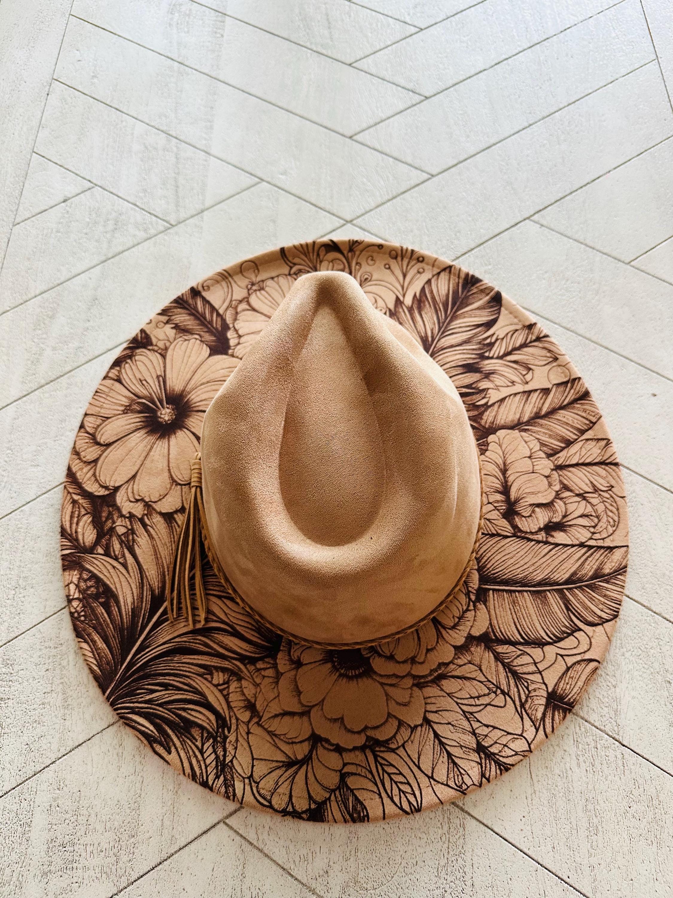 Laser Engraved Wide Brim Hat – Western Boho Style | Custom Hat With ...