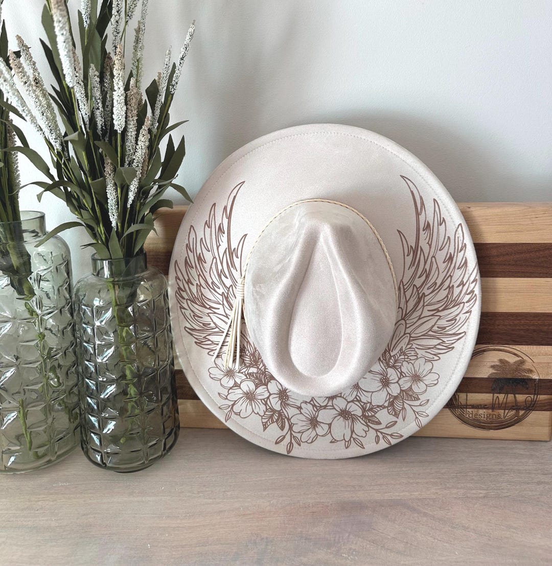 Laser Engraved Wide Brim Hat – Western Boho Style | Custom Hat With ...
