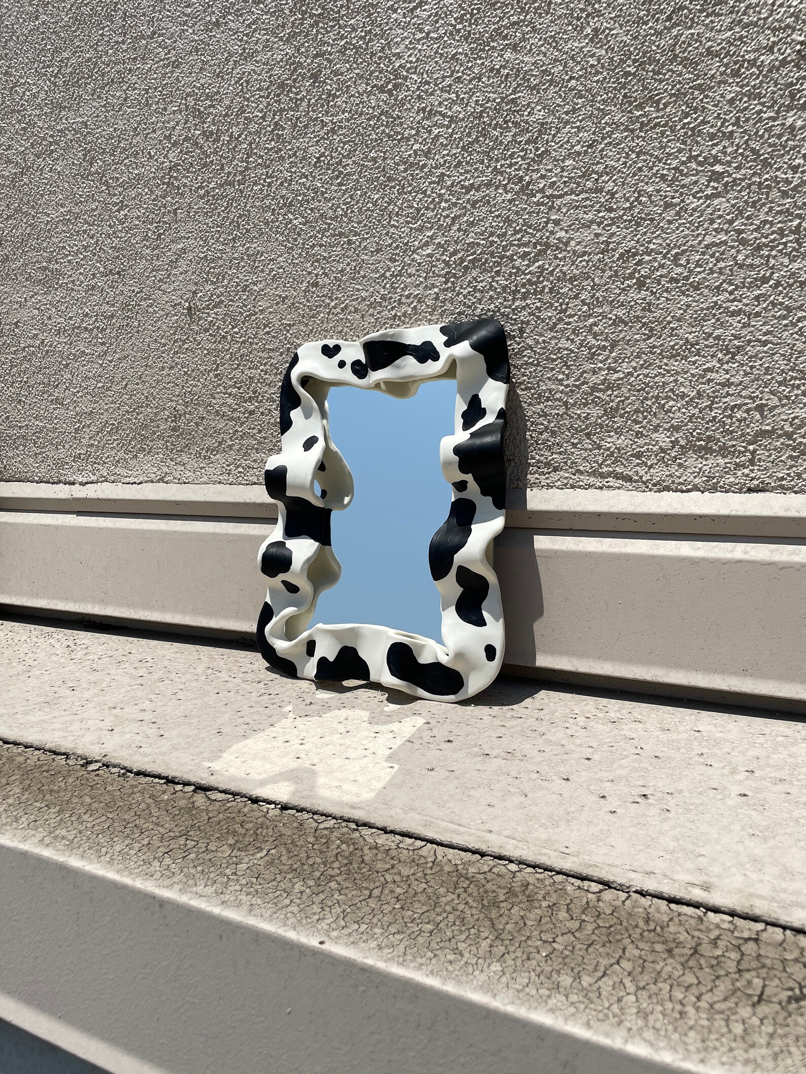 Cow Print Mirror Wavy Wall Mirror Retro Mirror Clay Mirror | Etsy
