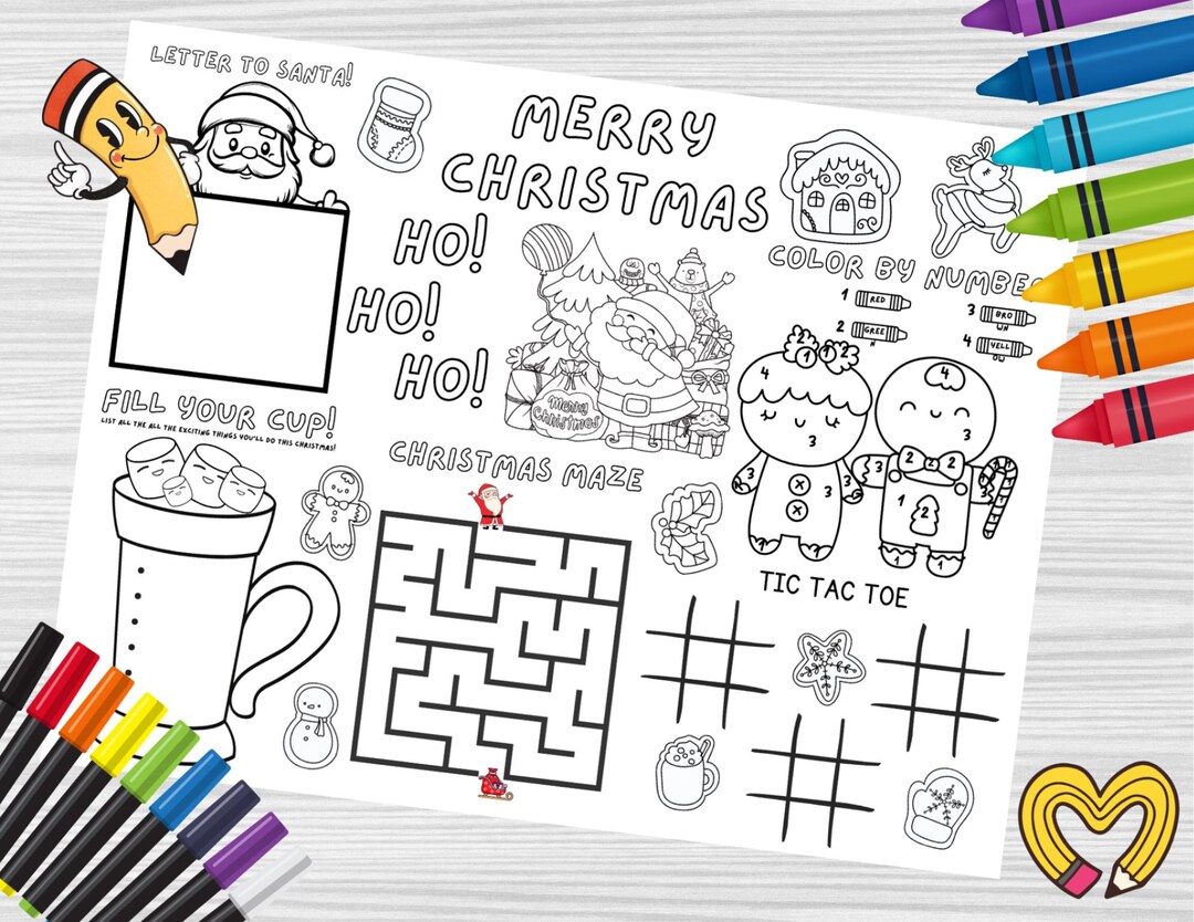 Christmas Kids Activity Placemats | 1 Design | PDF Prints | 11x8.5 and ...