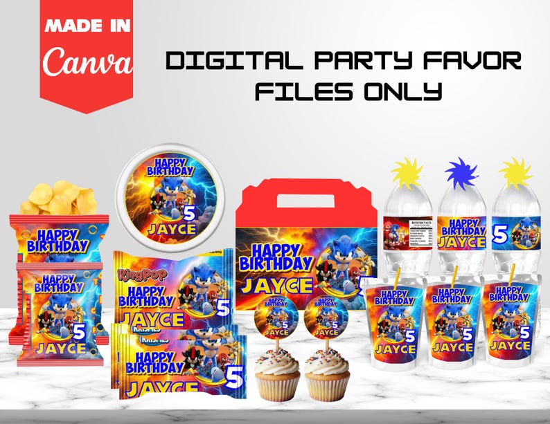 Sonic Party Favor Bundle, Digital Files Only, Birthday Party Favor ...