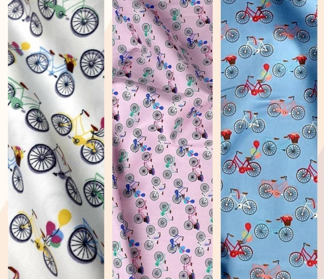 Bicycle Cotton Fabric, Cycling Fabric, Craft Fabric, Pure Cotton, White ...