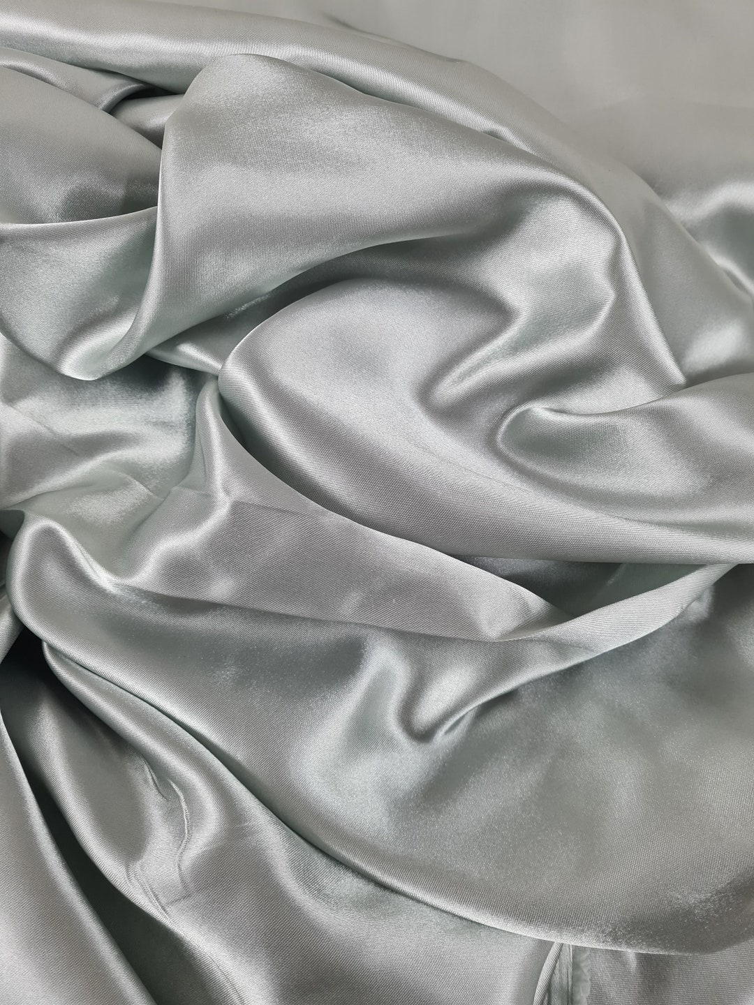 Grey Silky Satin Fabric Material Craft Dress Costume Bridal Prom 150cm ...