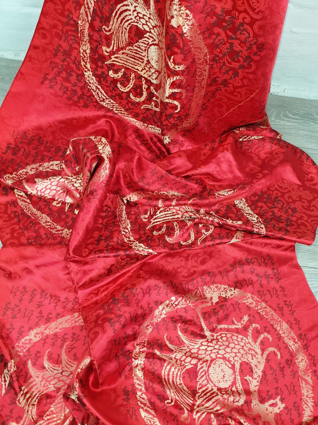 Chinese Dragon Brocade Fabric, Chinese Brocade, Dragon Fabric, 48 Inch ...