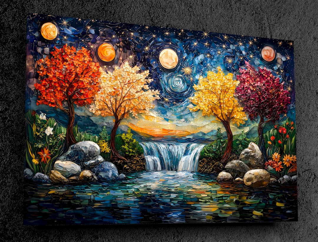 Four Seasons Mosaic Art - Vibrant 3D Wall Art, Dynamic Wall Art ...
