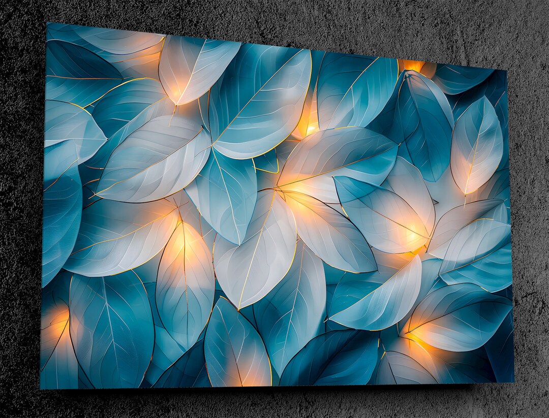 Nature-embracing Acrylic Glass Wall Art With Golden Backlit Effect ...