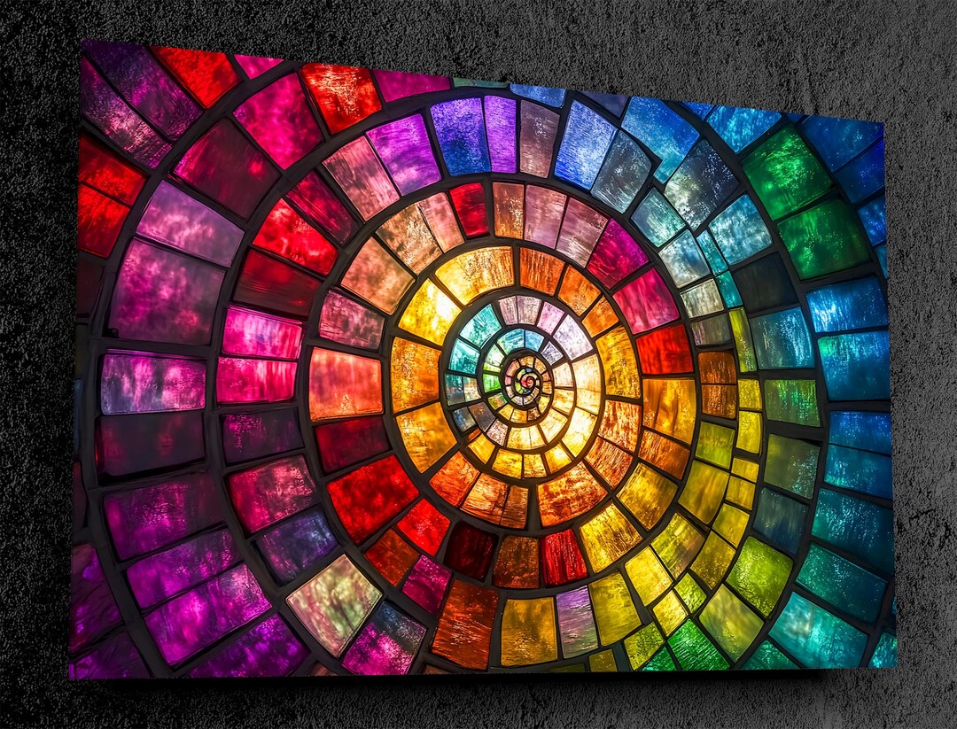 Vibrant Stained Glass Like Spiral Art Dynamic Wall Decor, Premium ...