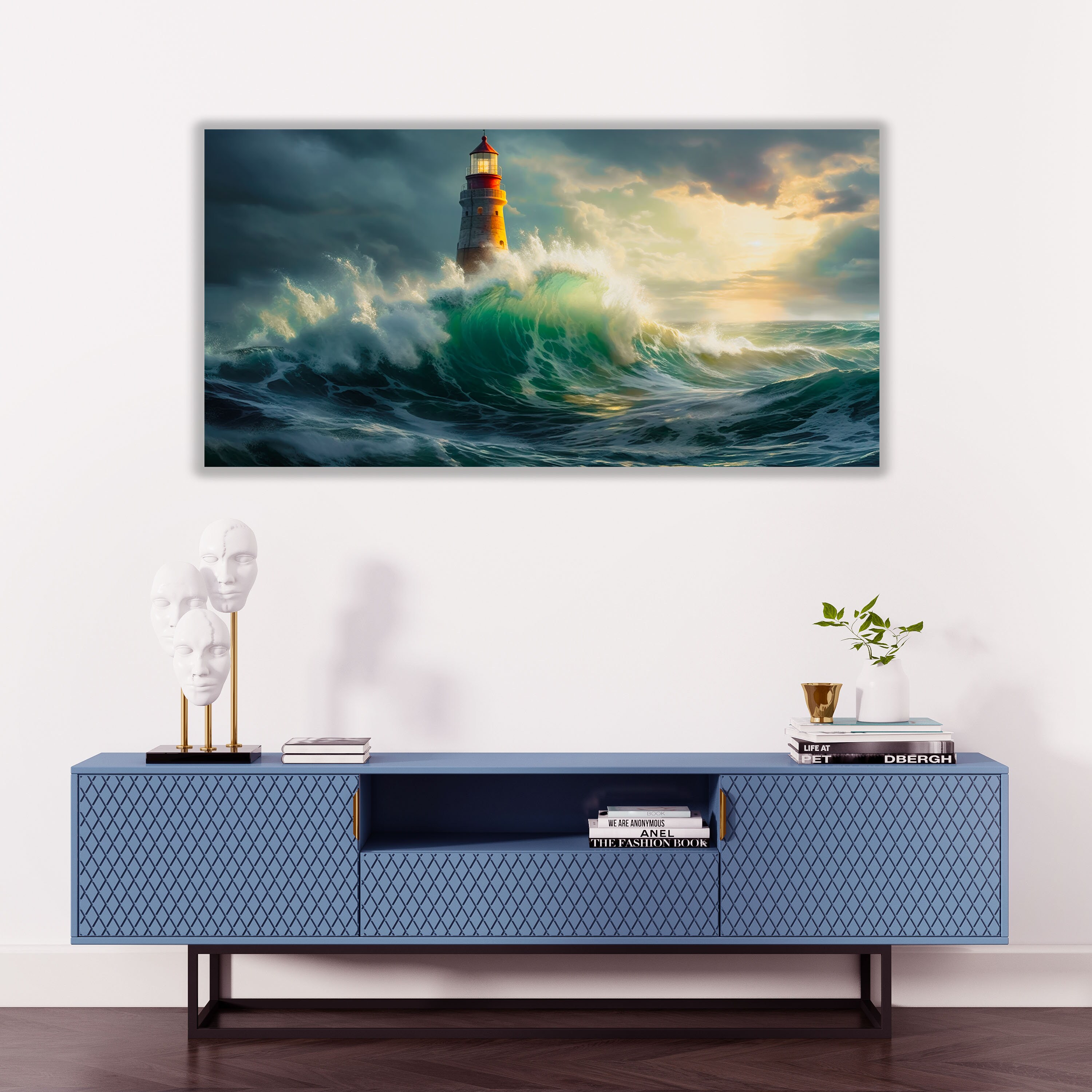 Crystal Clear Acrylic Glass Wall Art lighthouse Amidst the Tempest ...