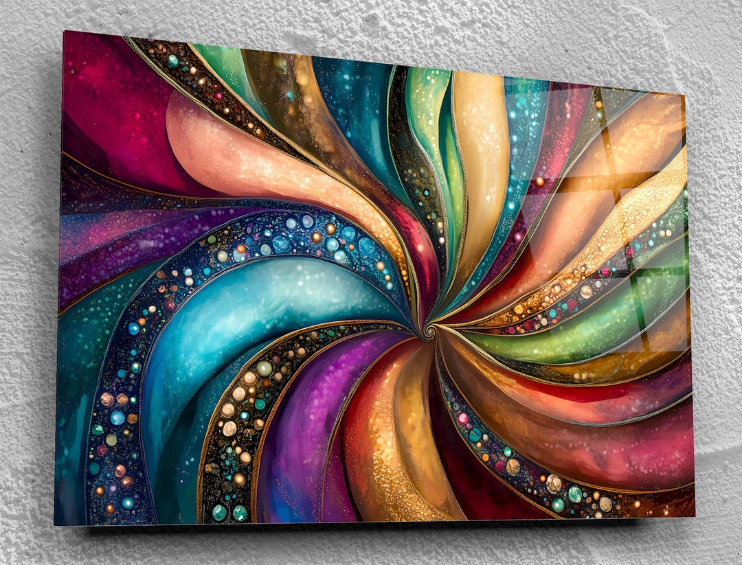 Gemstone Vortex Spiral Art Luxurious Wall Decor, Jewel Tone Colors ...