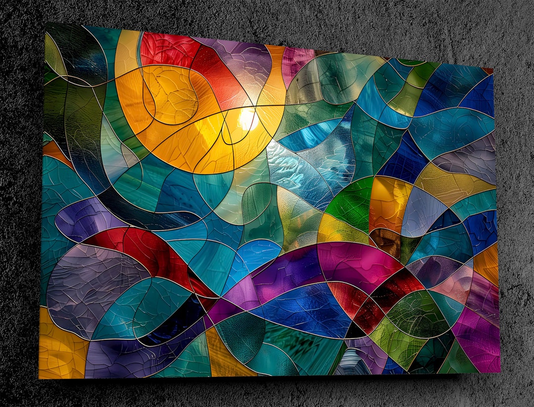Vividora Acrylic Glass Wall Art Stained Glass Swirl, Harmonious Color ...