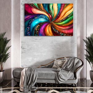 Gemstone Vortex Spiral Art Luxurious Wall Decor, Jewel Tone Colors, Premium 10mm Acrylic Glass ...