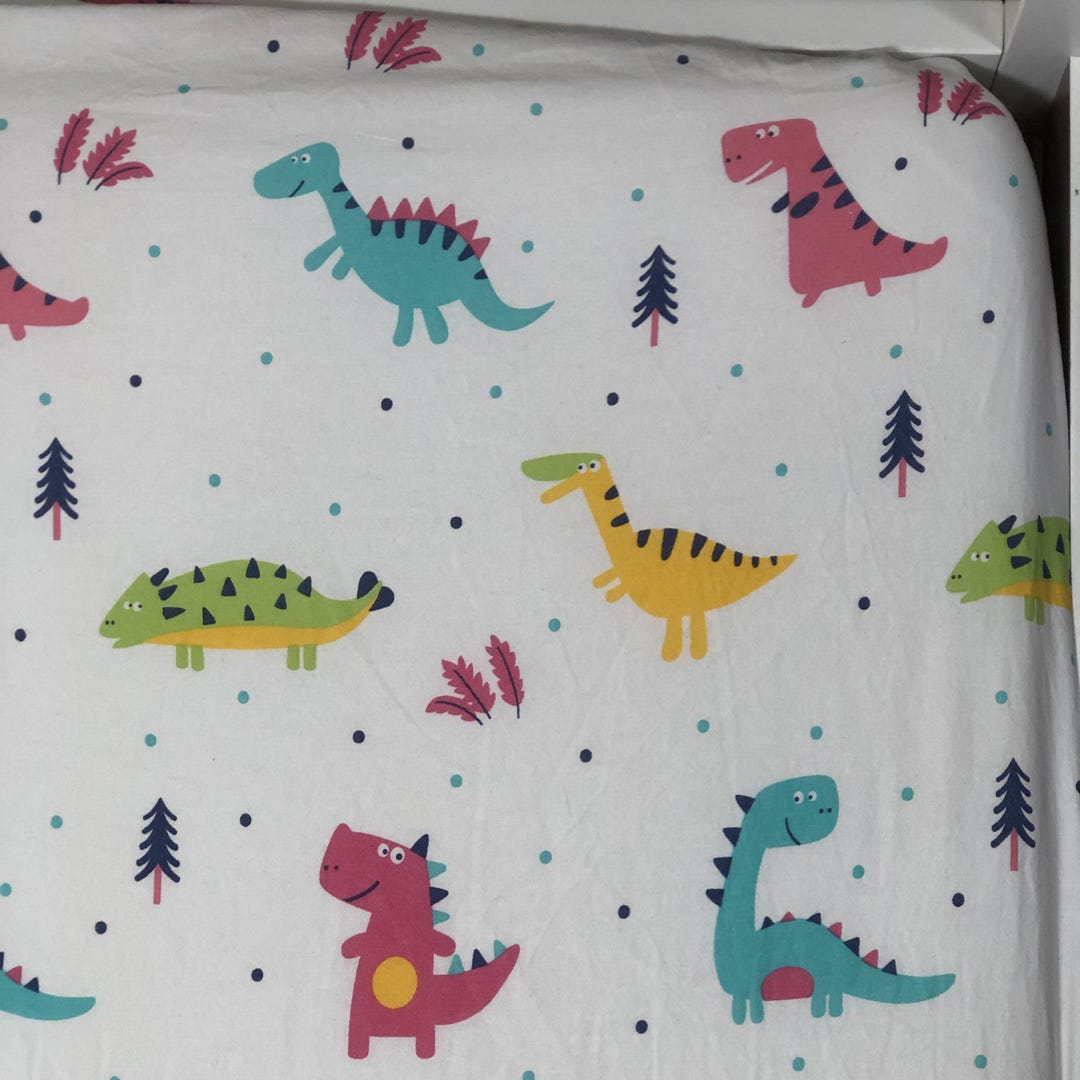 Dino Crib Sheets, Toddler Set, Dinosaur Cozy Nursery Bedding, Cot Bed ...