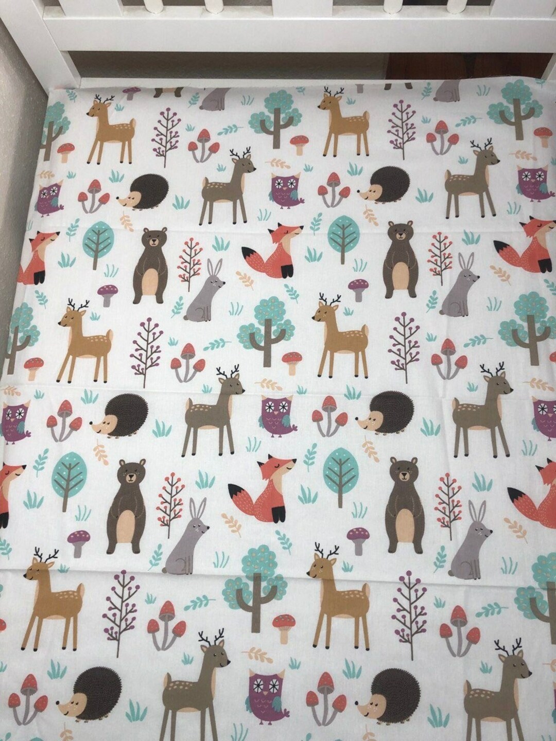 Woodland Crib Sheet, Toddler Sheets Set, 100% Cotton Poplin Fabric ...