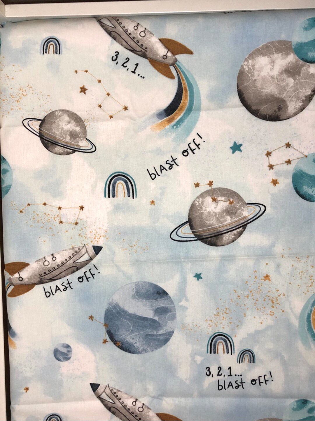 Spaceship Baby Crib Toddler Fitted Sheets Set, Space Crib Sheet,100% ...