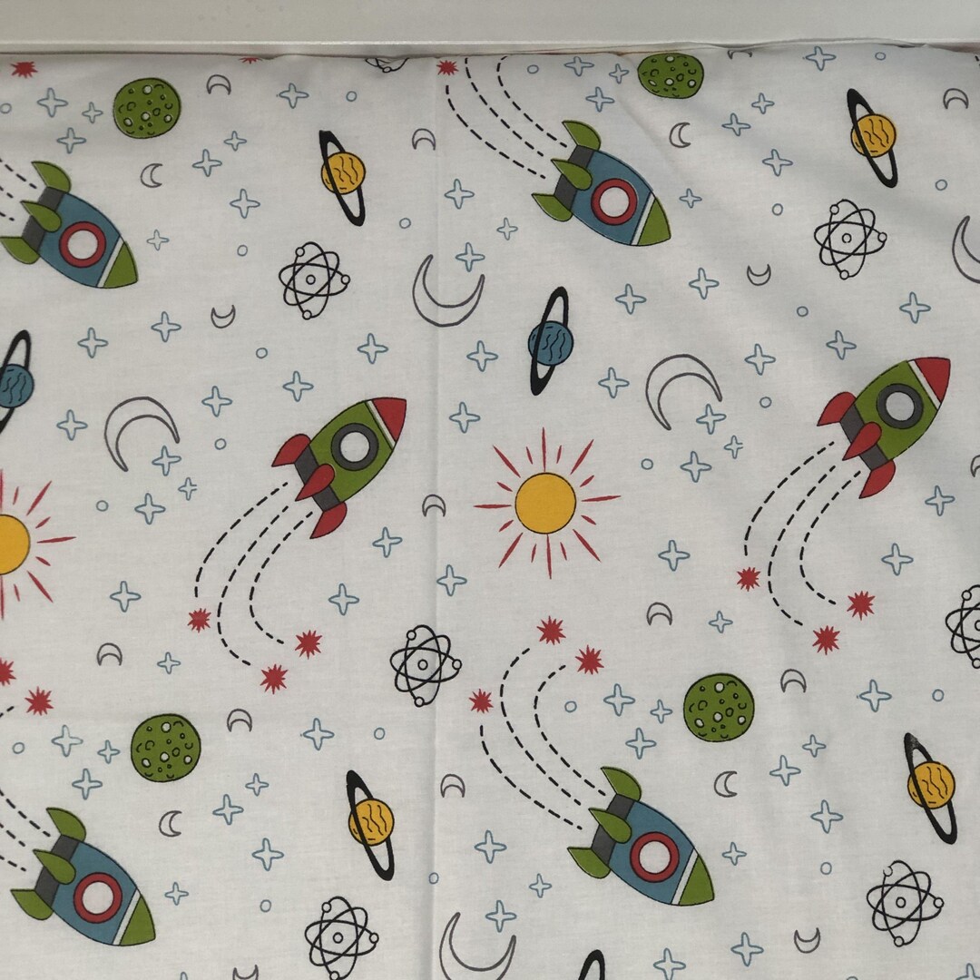 Rocket Cotton Crib Sheet: Outer Space Nursery Bedding - Etsy