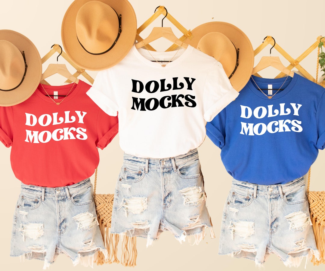 Red 3001 White 3001 BC True Royal Blue Bella Canvas Party Tshirt Mockup ...