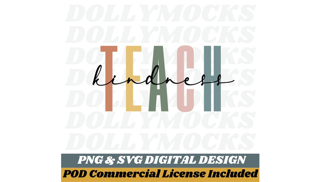 Teacher SVG | Teach Kindness | School Grade Teacher SVG PNG Design for ...