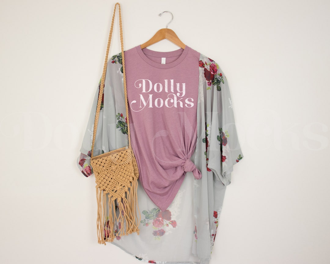 Bella Canvas Heather Orchid Mockup | Bella Canvas 3001 Mockup | Hanging ...