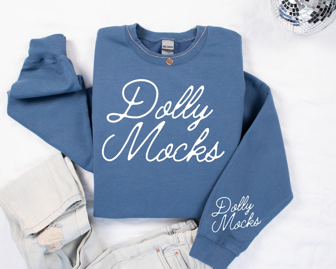 18000 Indigo Blue Sleeve Mockup, Folded Sweatshirt Mockup, Gildan ...