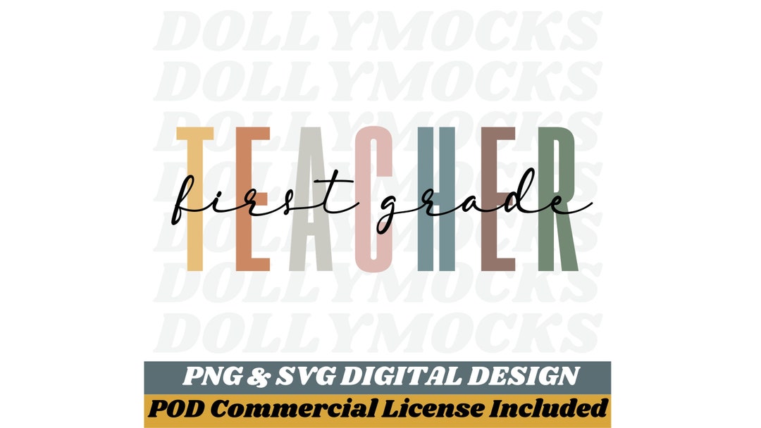 Teacher SVG | First Grade Teacher SVG PNG Design for Commercial Use ...