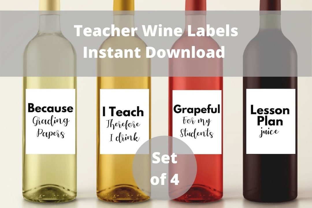 Teacher Wine Label Printable Funny Teacher Social Distancing - Etsy