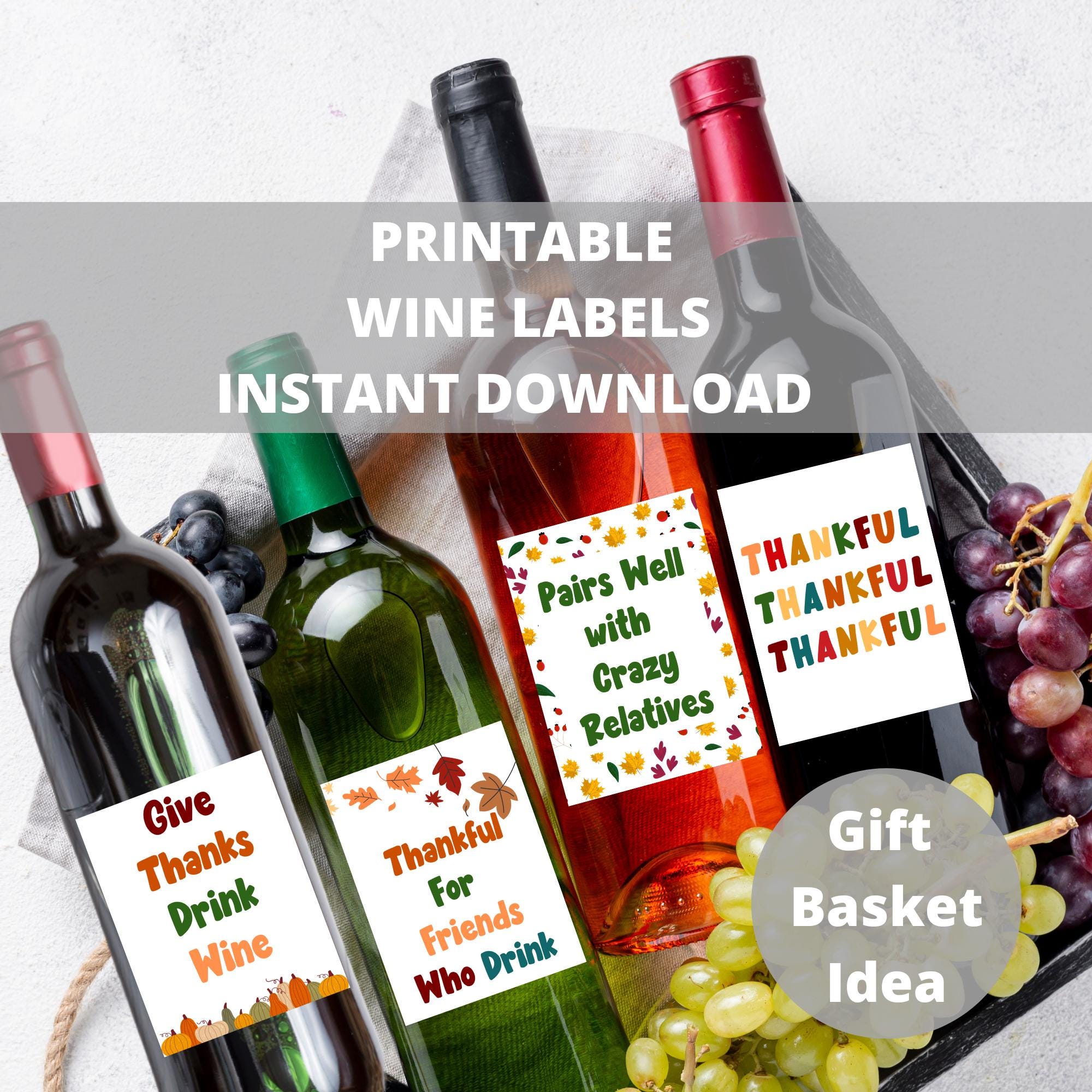 Thanksgiving Wine Labels Printable, Family and Friends Wine Label ...