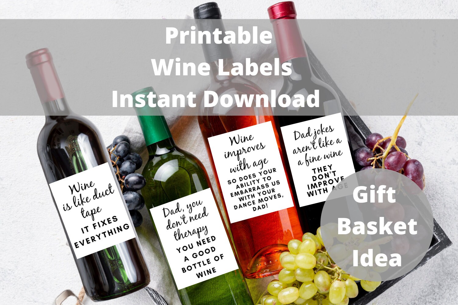 Funny Dad Jokes Quotes Wine Bottle Label Printable, Last Minute Father ...