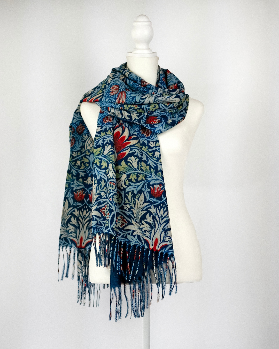 William Morris Snakeshead Fineart Print Navy Blue Gradient Shawl ...