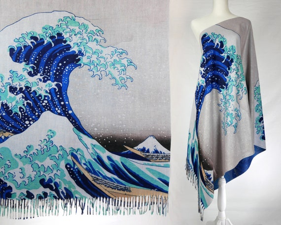 Hokusai great Wave Japanese Fine Art Gift Scarf - Etsy