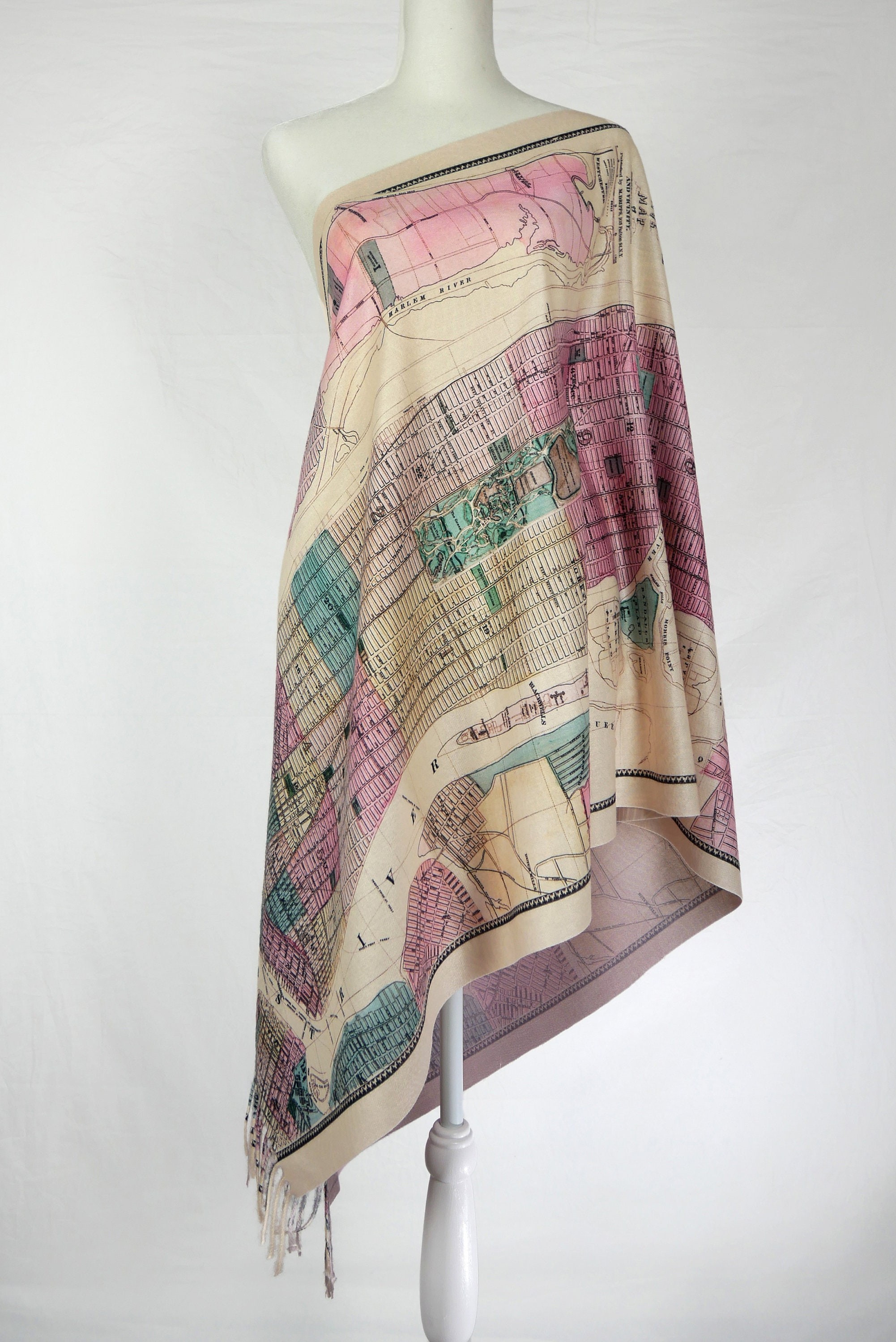 Vintage Map of New York and Vicinity Artistic Blanket Scarves | Etsy