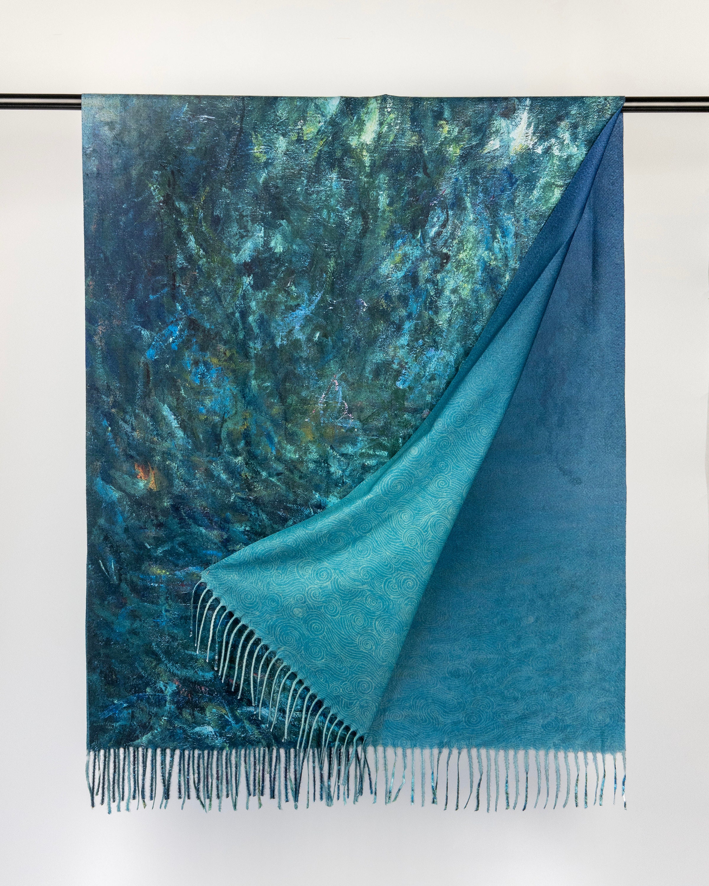 Lake Blue Winter Blanket Scarf Cashmere-feel Fringe Shawl Dark Teal ...