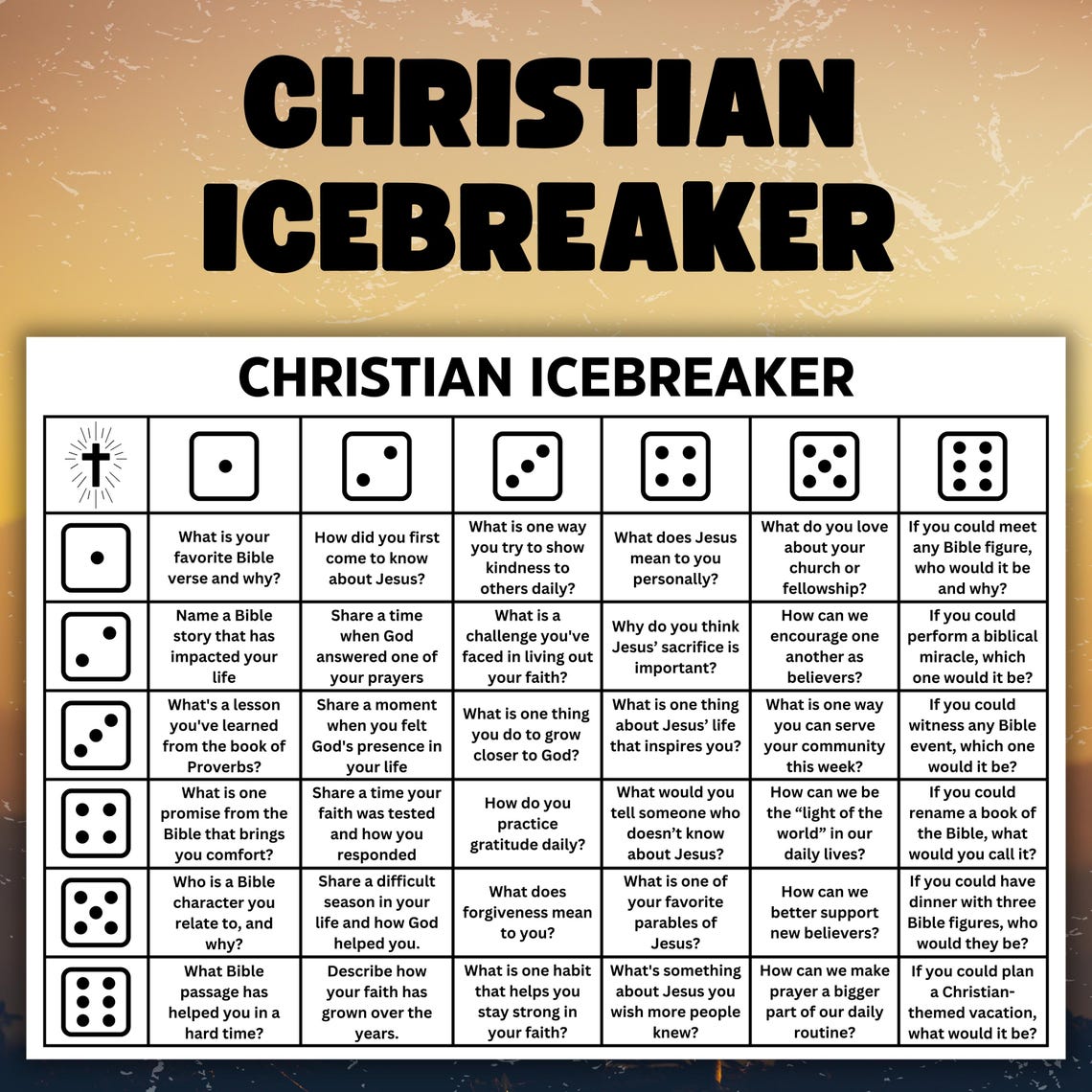 Christian Icebreaker | Icebreaker Game | Get to Know You Game ...
