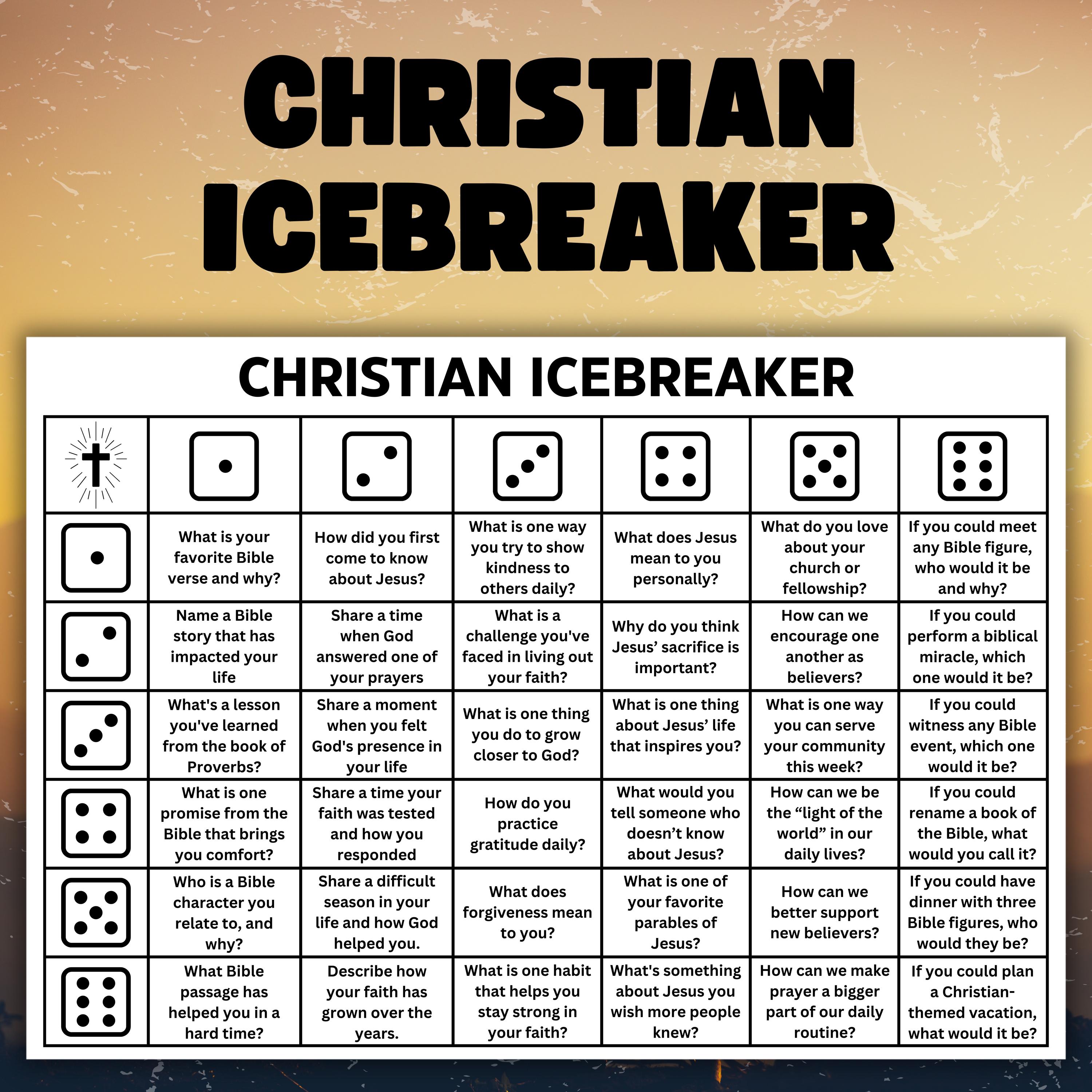 Christian Icebreaker | Icebreaker Game | Get to Know You Game ...