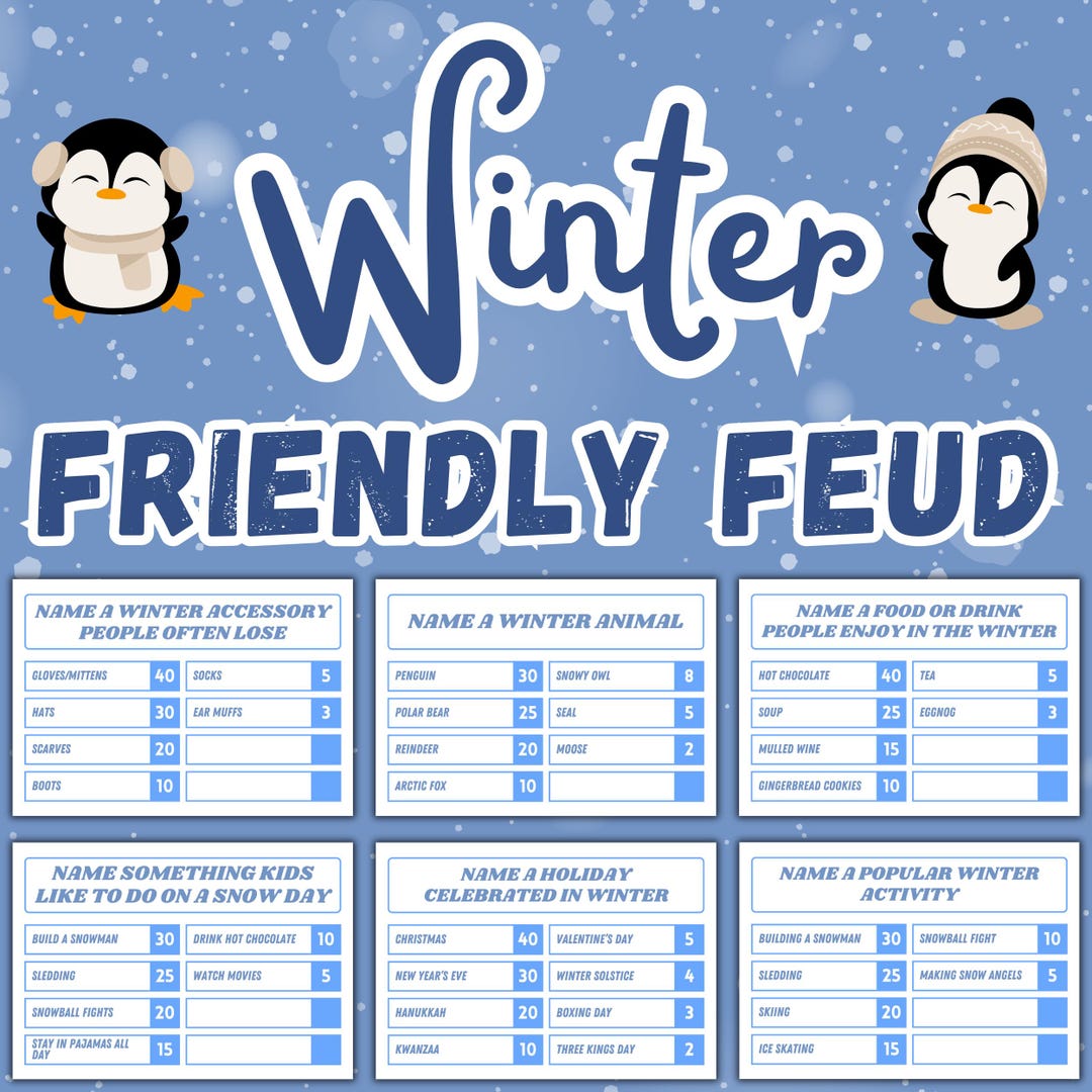 Winter Feud Game Template | Printable Fun for Parties & Events | Family ...