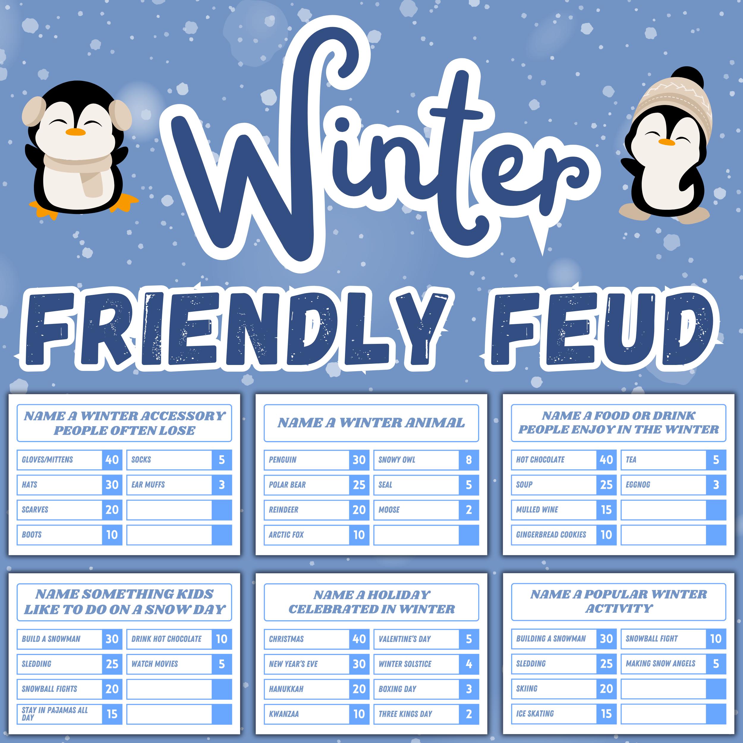 Winter Feud Game Template | Printable Fun for Parties & Events | Family ...