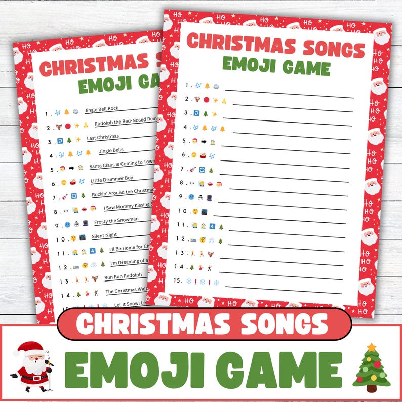 Christmas Emoji Songs Pictionary | Christmas Songs Printable Game | Fun ...